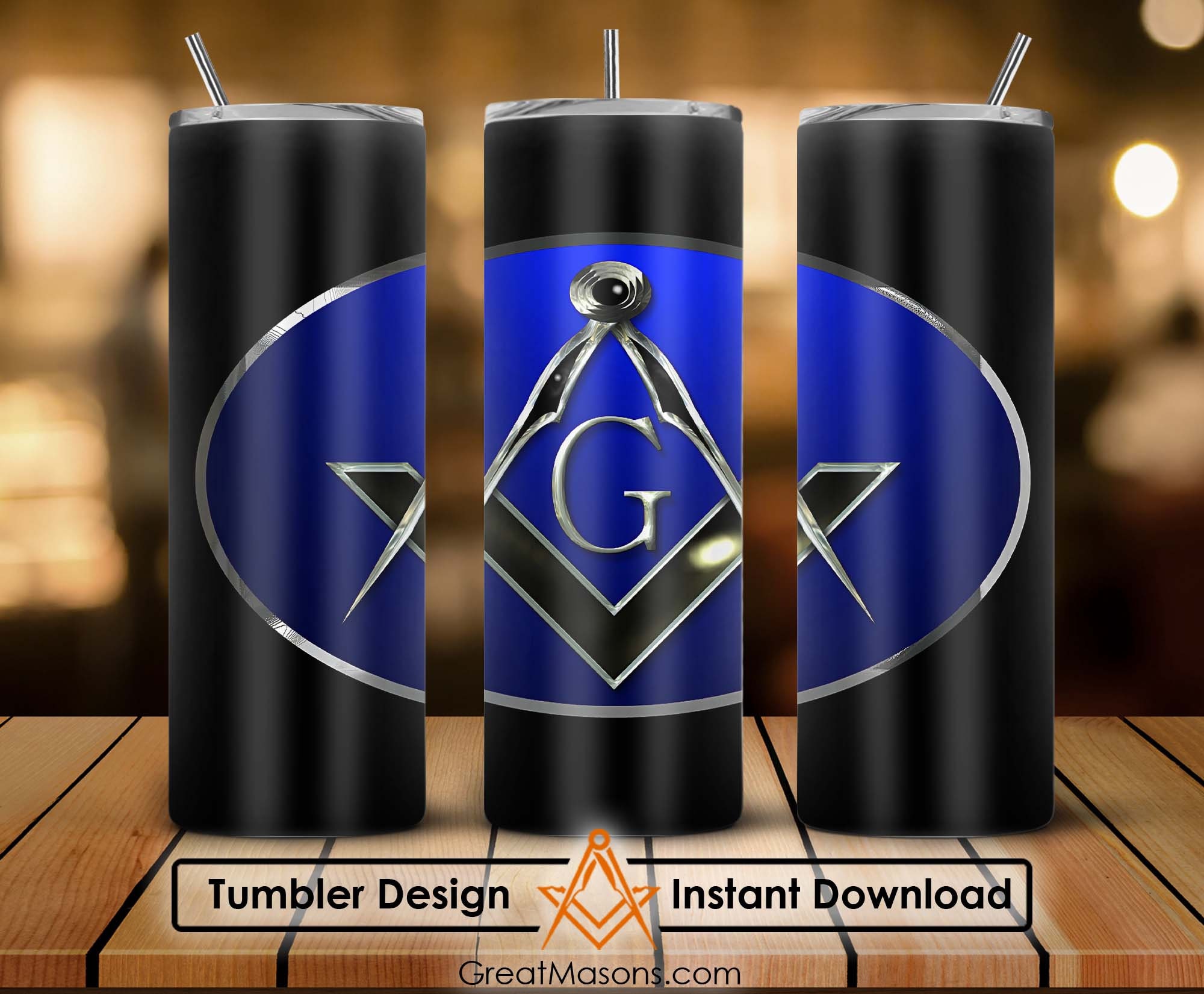 Mason Logo Symbol Freemasons Blue Great Masons 20oz 30oz Skinny Tumbler ...