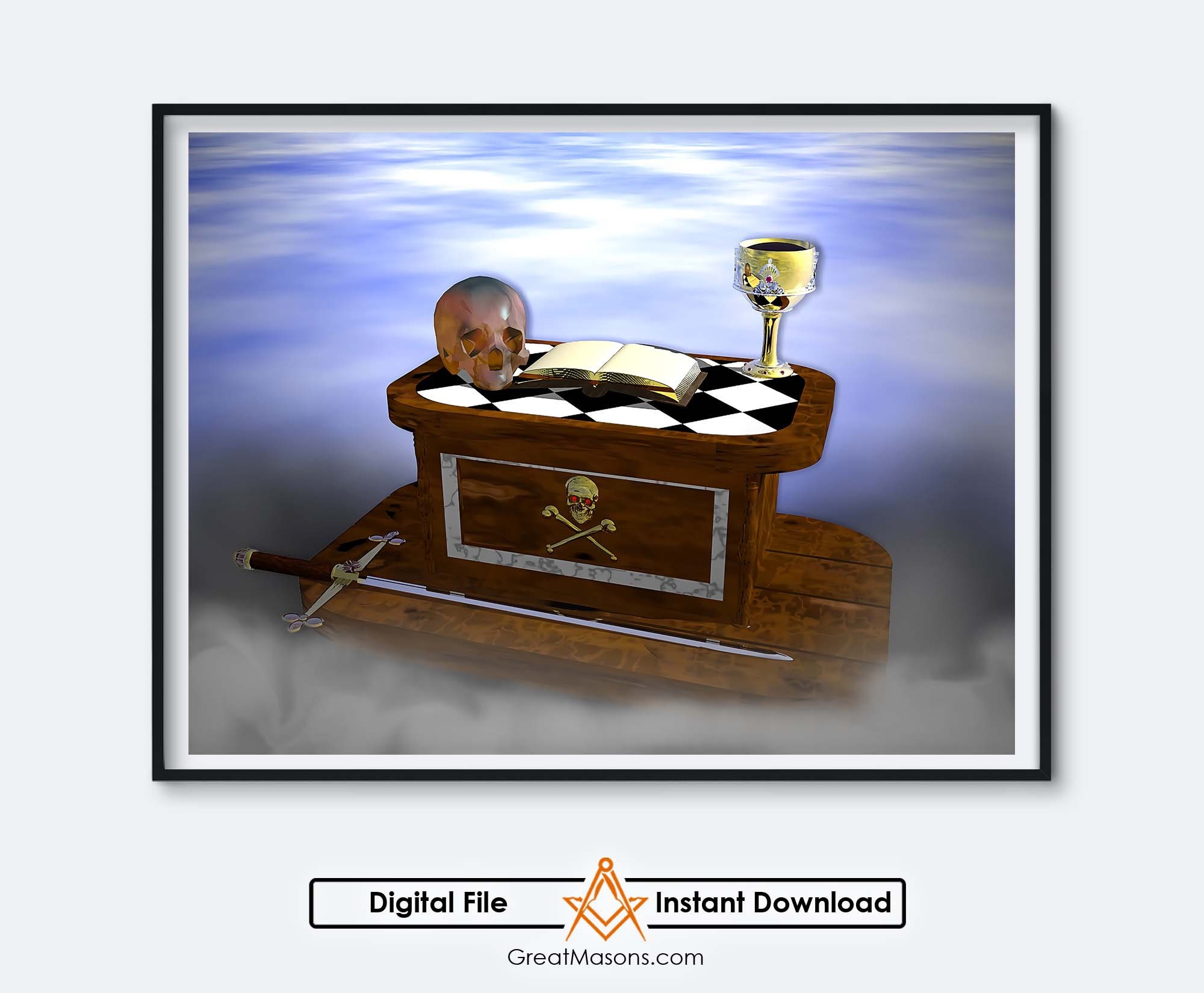 Altar Masonic Skull and Bones Bible Freemasons 3D Art Great - Etsy Israel
