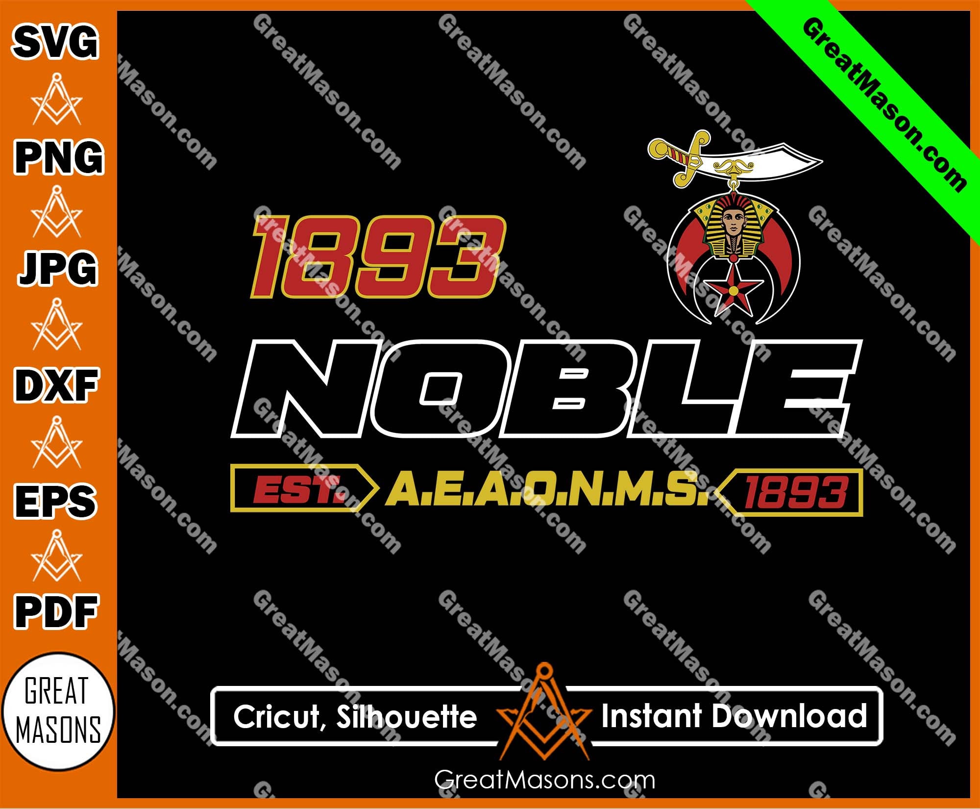 Nobles Mystic Shrine Est 1893 AEAONMS Shriner Scimitar - Etsy