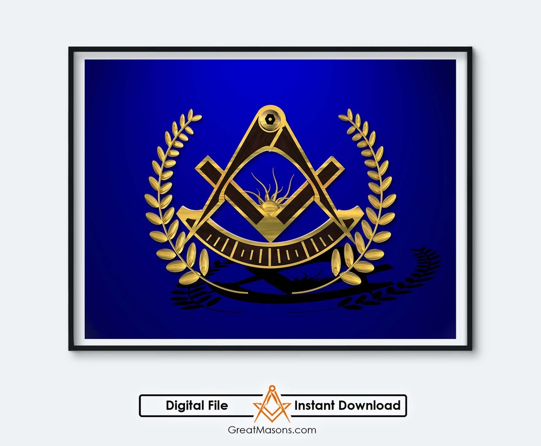 Mason Past Master Blue Emblems Symbol Masonic Square & Compasses 3D Art ...
