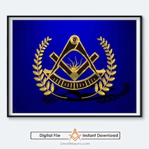 Mason Past Master Blue Emblems Symbol Masonic Square & Compasses 3D Art ...
