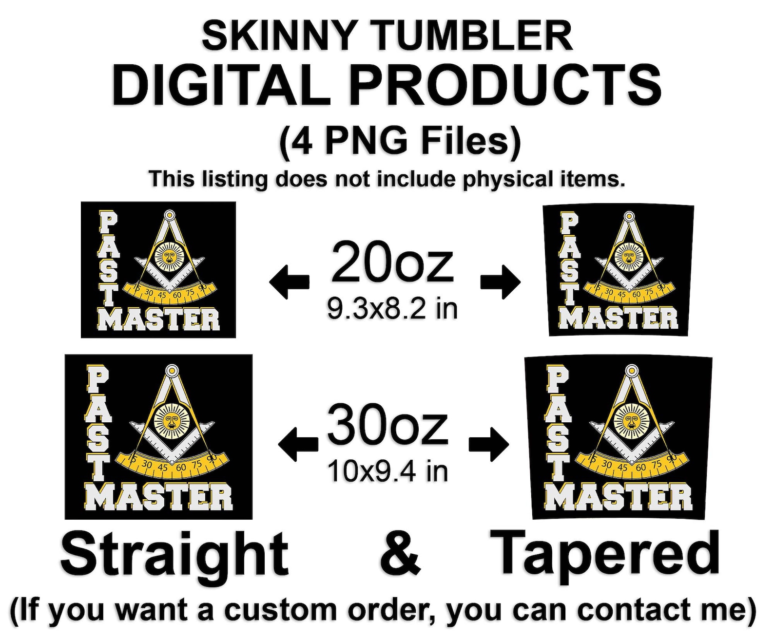 Mason Past Master Symbol Wisdom Leadership Masonic 20oz 30oz Skinny ...