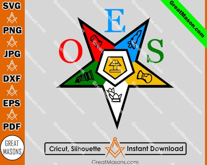 OES, Order of the Eastern Star, Cut File, Jpeg,dfx,svg, Eps, Png, Clip ...