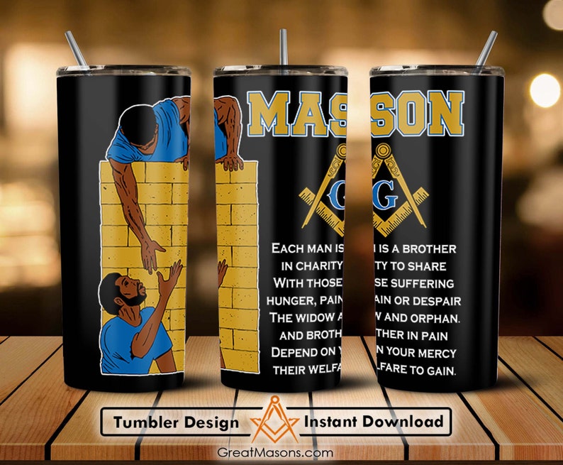 Masonic in Charity to Share Love Hope Faith 20oz 30oz Skinny Tumbler ...