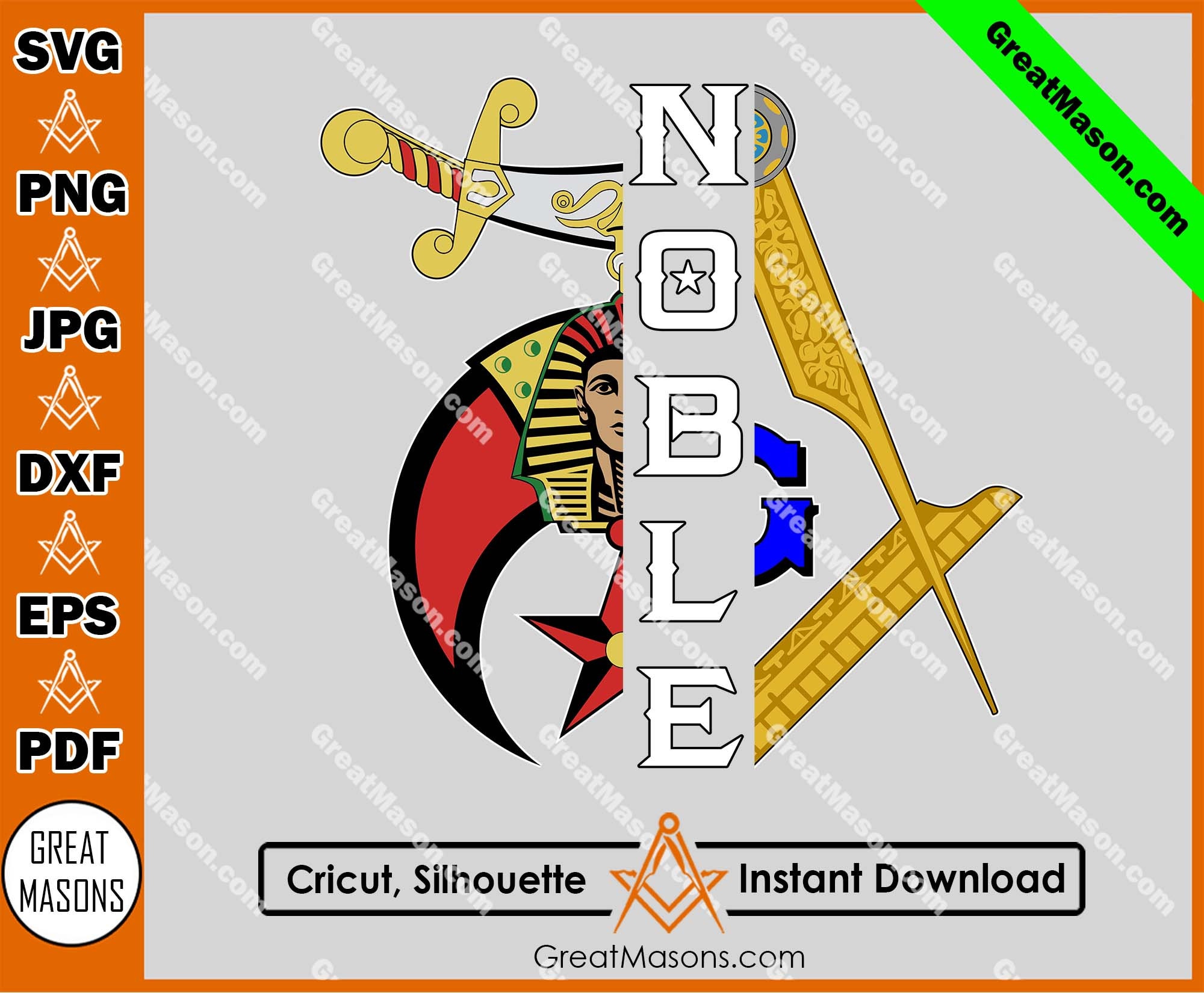 NOBLE Shriner Mason Squrare & Compasses G Nobles Shrine Symbol - Etsy