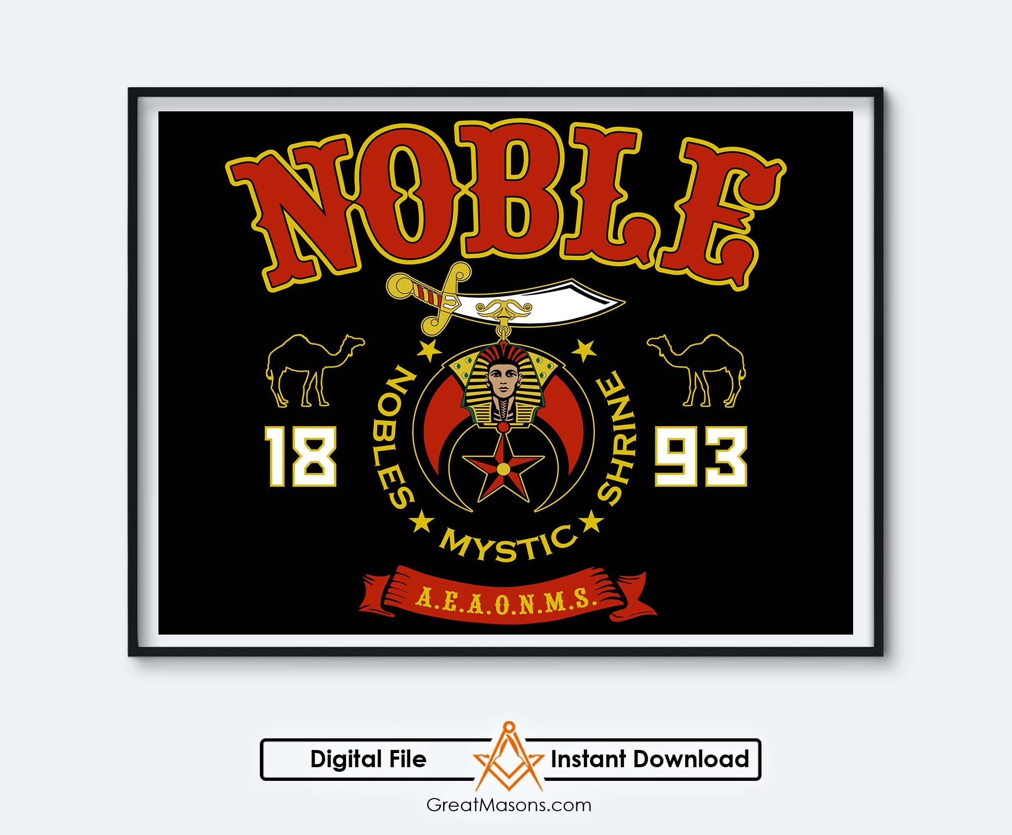 Nobles Mystic Shrine 1893 AEAONMS Shriner Scimitar Crescent Star ...