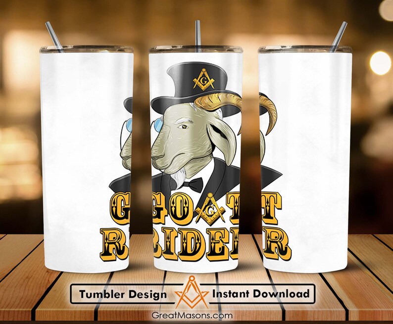 Goat Rider Masonic Brother Top Hat Monocle 20oz 30oz Skinny Tumbler ...