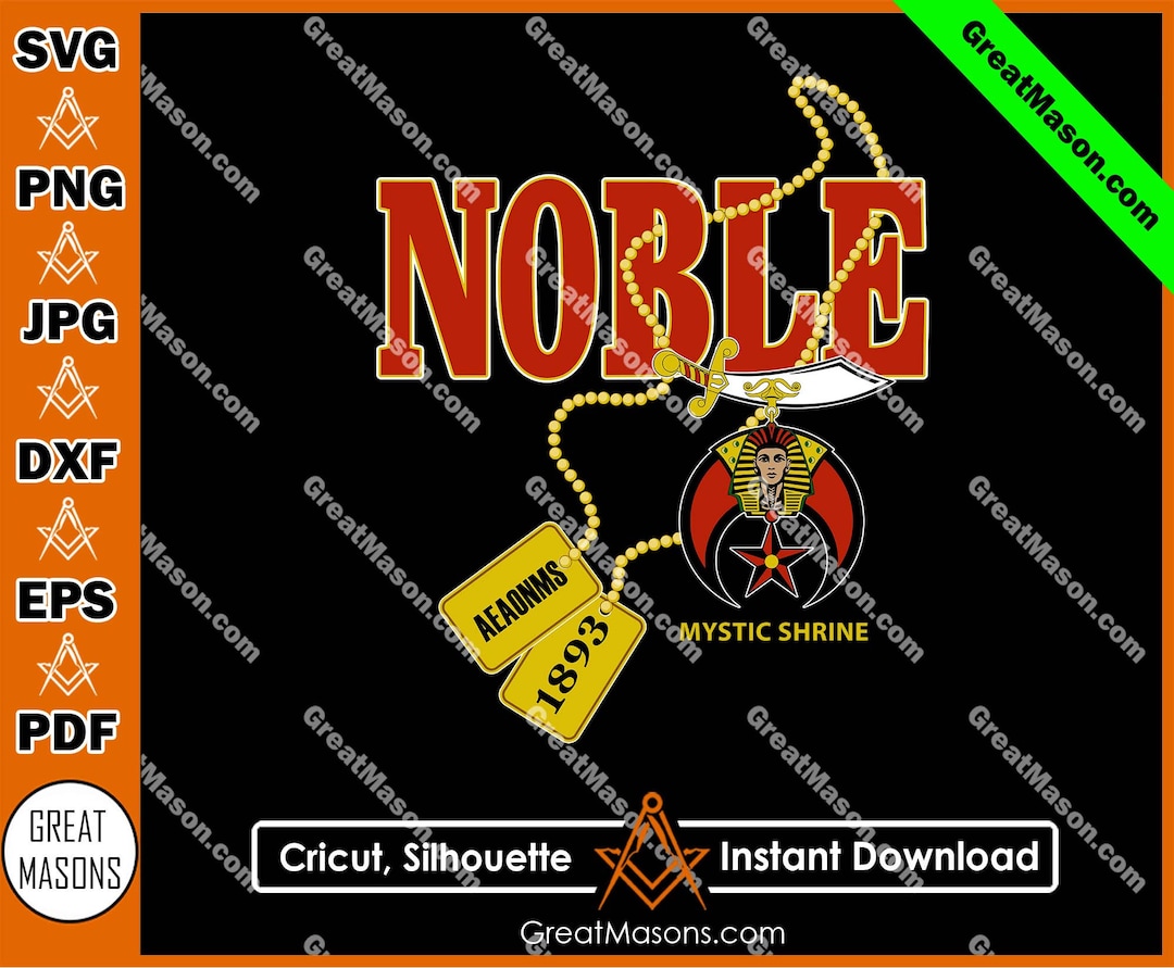 Nobles Mystic Shrine 1893 AEAONMS Dog Tag Scimitar Crescent and Star ...