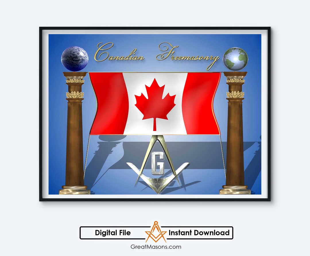 Canadian Freemasonry Flag Emblems Masonic Pillar Square & Compasses 3D ...