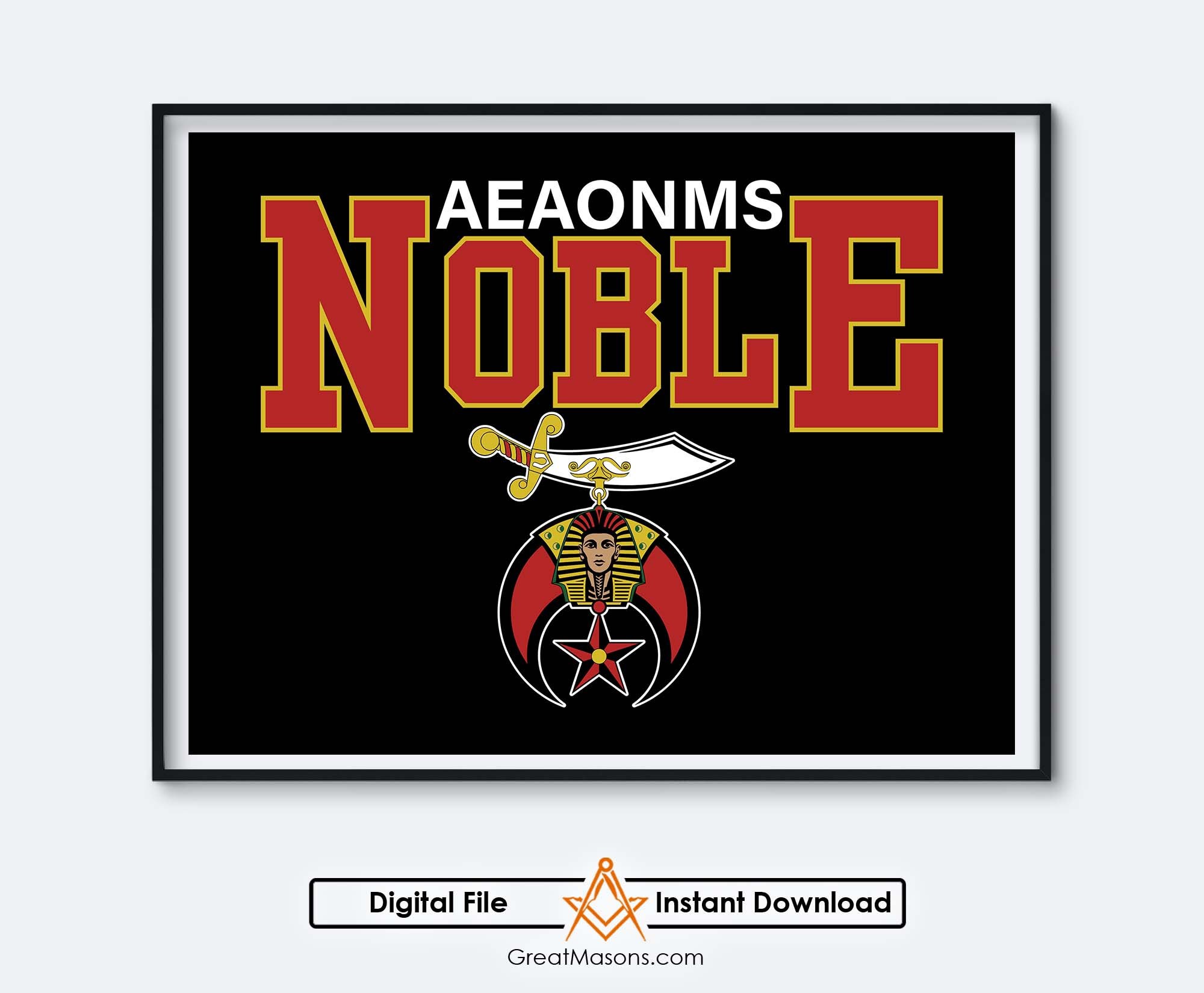 Nobles Mystic Shrine 1893 AEAONMS Shriner Scimitar Crescent and Star ...