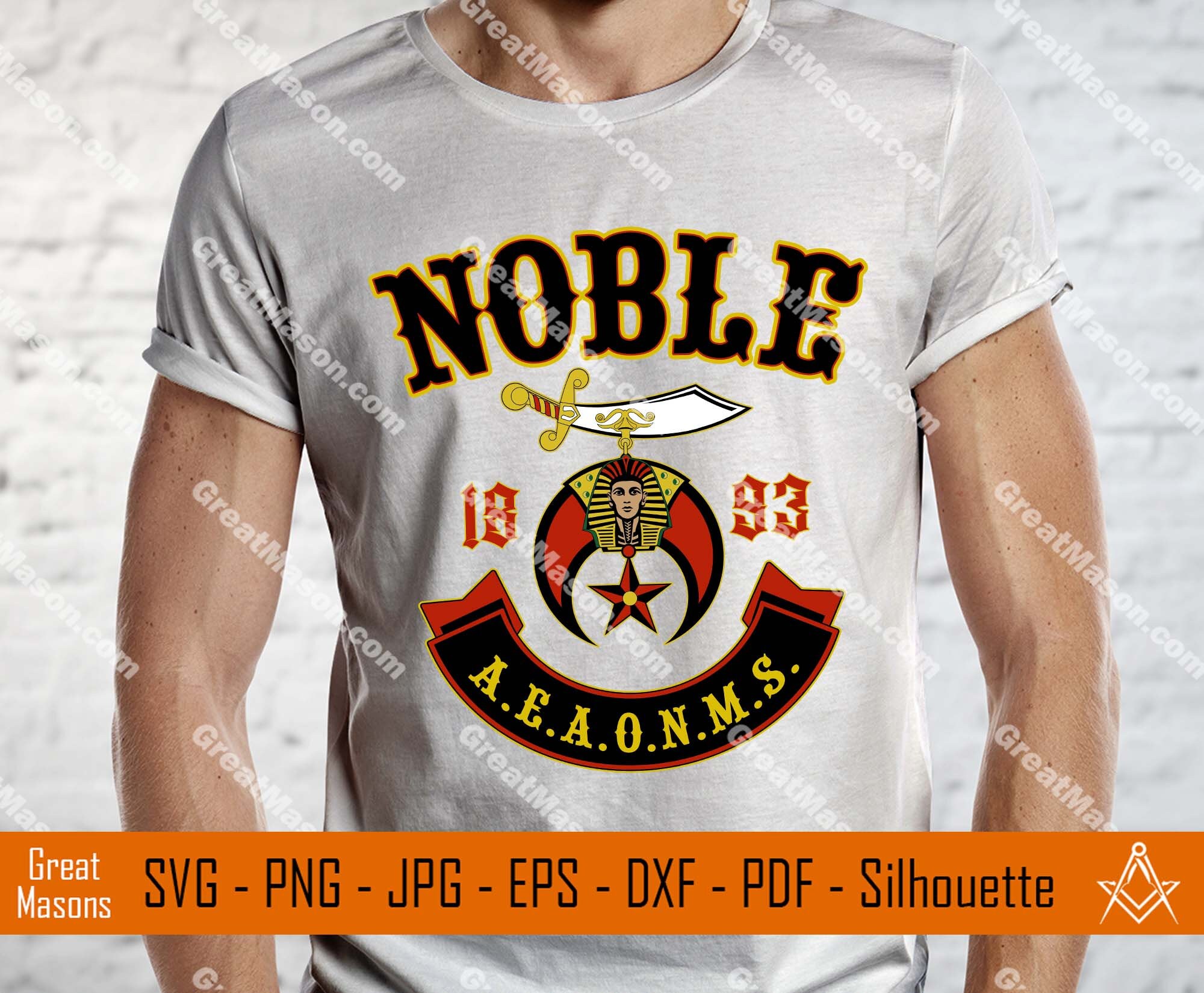 Noble 1893 AEAONMS Shriner Logo Symbol Scimitar Crescent and Star Great ...