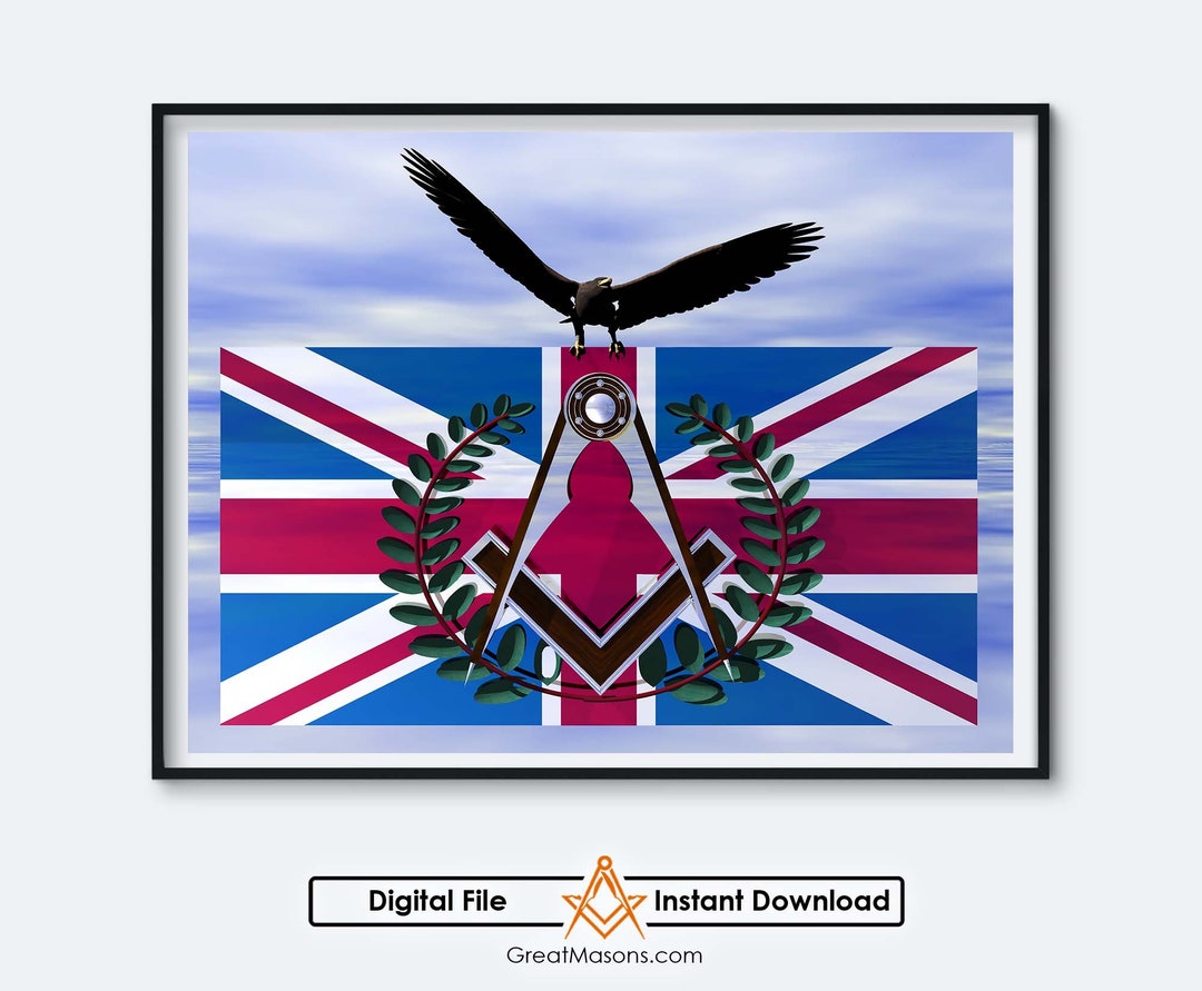 Masonic Union Jack Flag Eagle Square & Compasses 3D Art - Great Masons ...