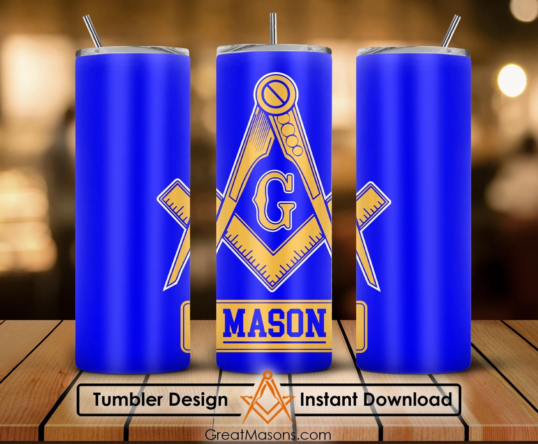 Freemasons Square Compasses G Vintage Blue Background 20oz 30oz Skinny ...