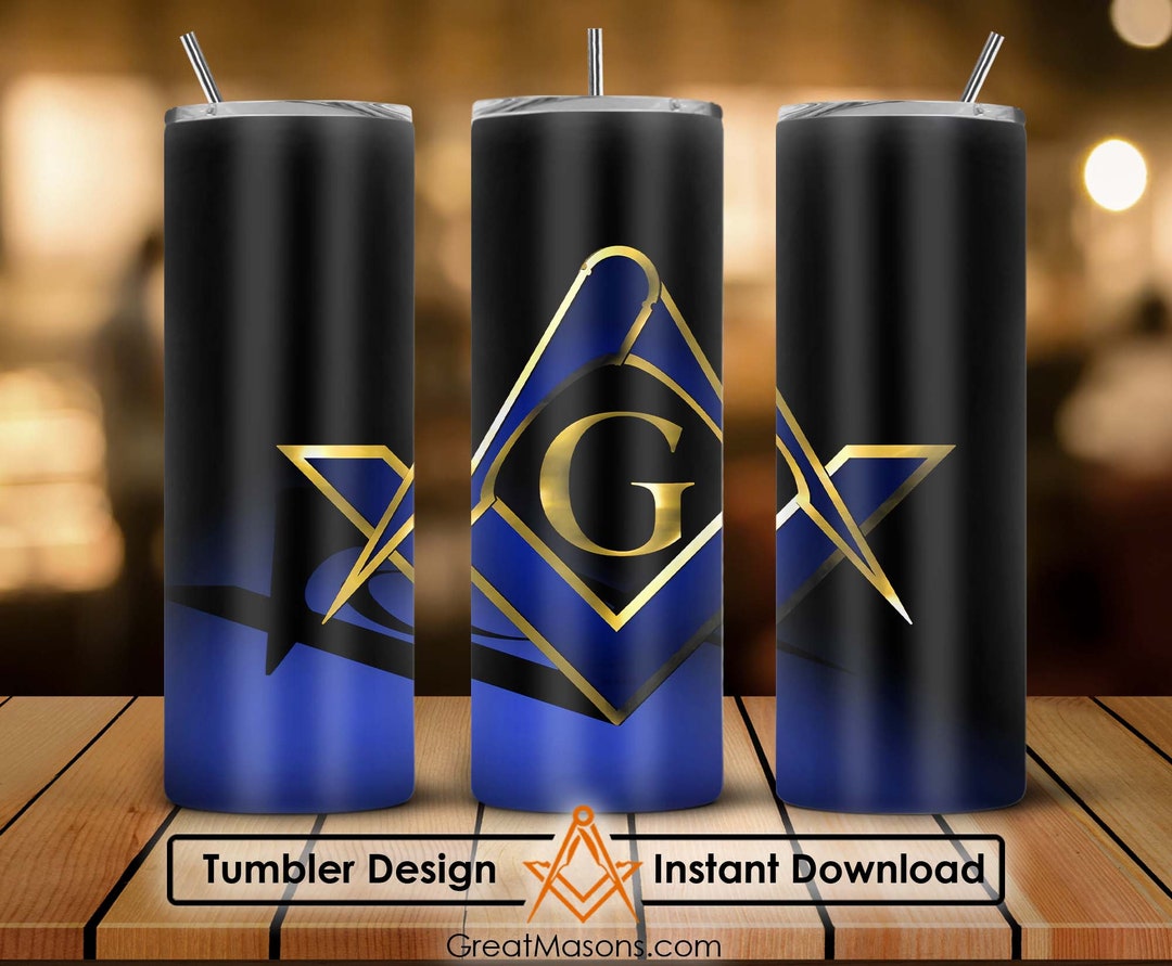 Masonic Logo Symbol Freemasons Blue Light in the Dark Great Masons 20oz ...