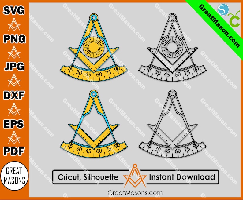 Mason Past Master Freemasons Square and Compasses Symbol SVG File ...