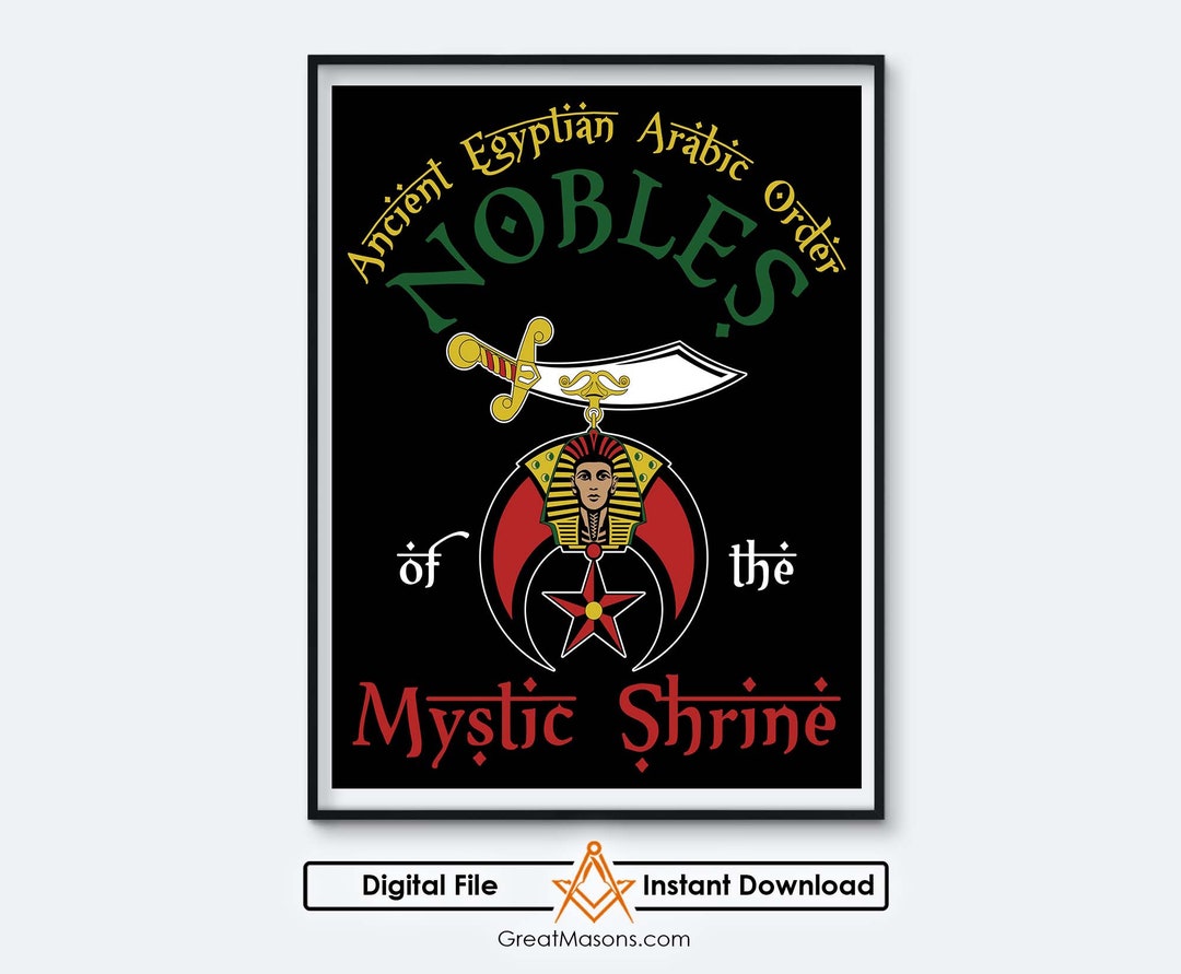 Nobles Mystic Shrine 1893 AEAONMS Shriner Scimitar Crescent and Star ...