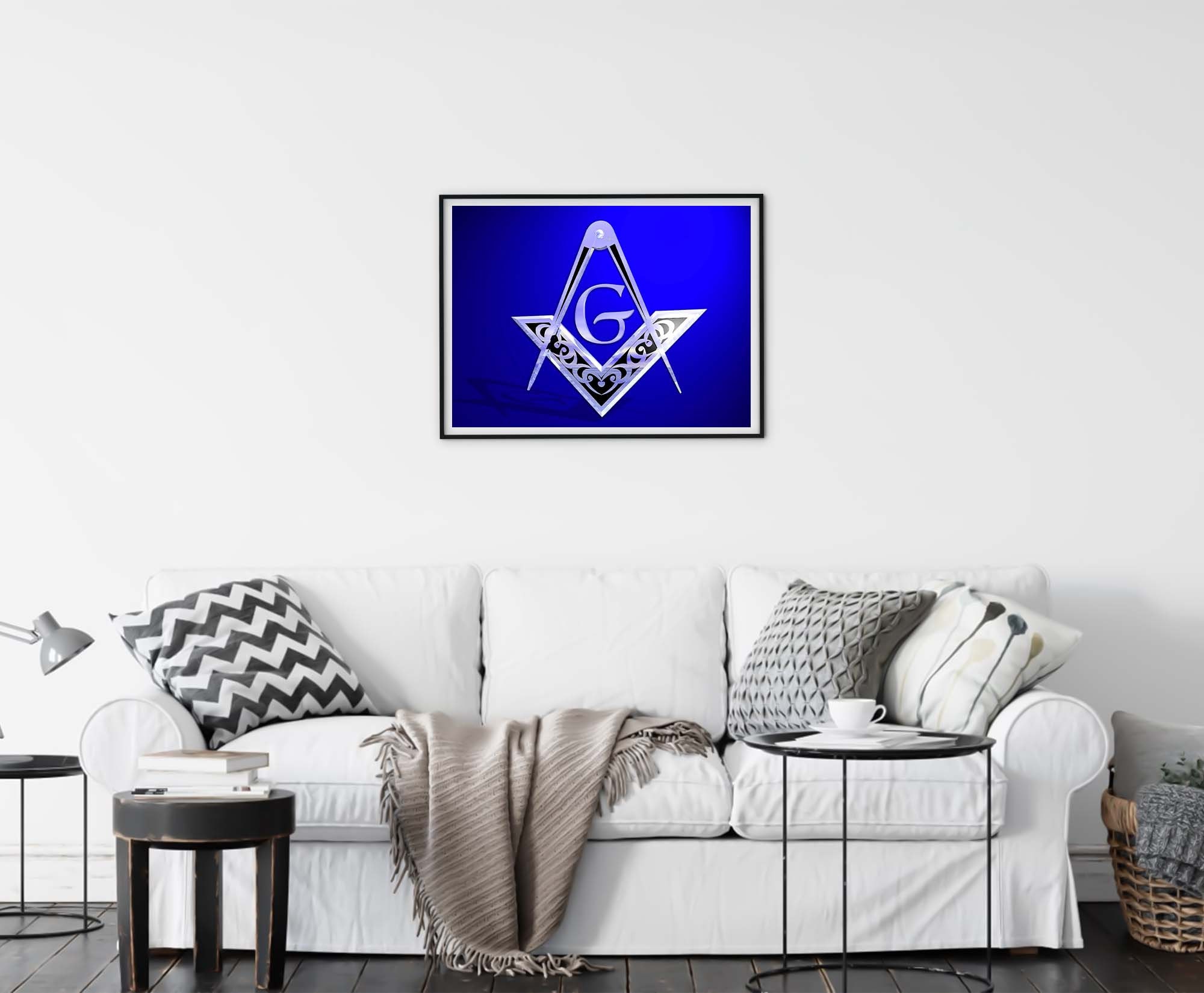 Mason Symbol Freemasons Blue Emblems Logo Masonic Square & Compasses 3D ...