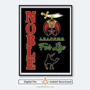 Shriner Noble AEAONMS Authentic Traditional for Life Scimitar Crescent ...