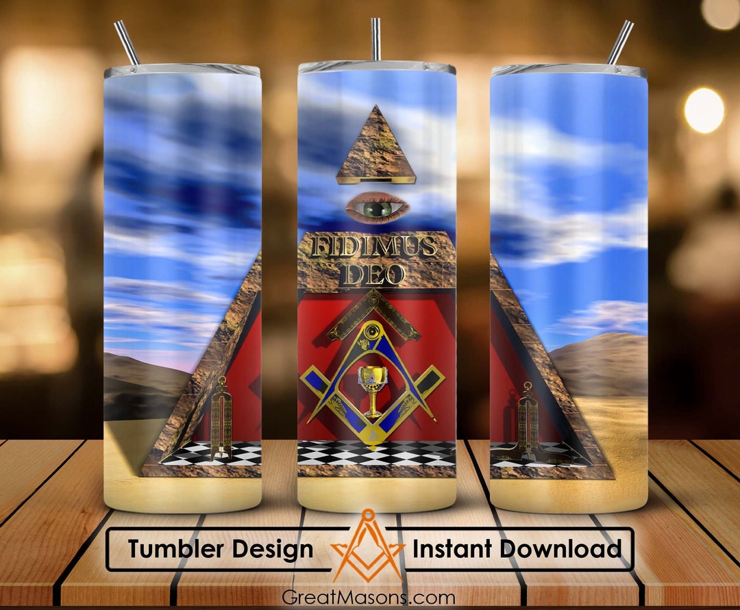 Fidimus Deo in God We Trust the Light of God Masonic 20oz 30oz Skinny ...
