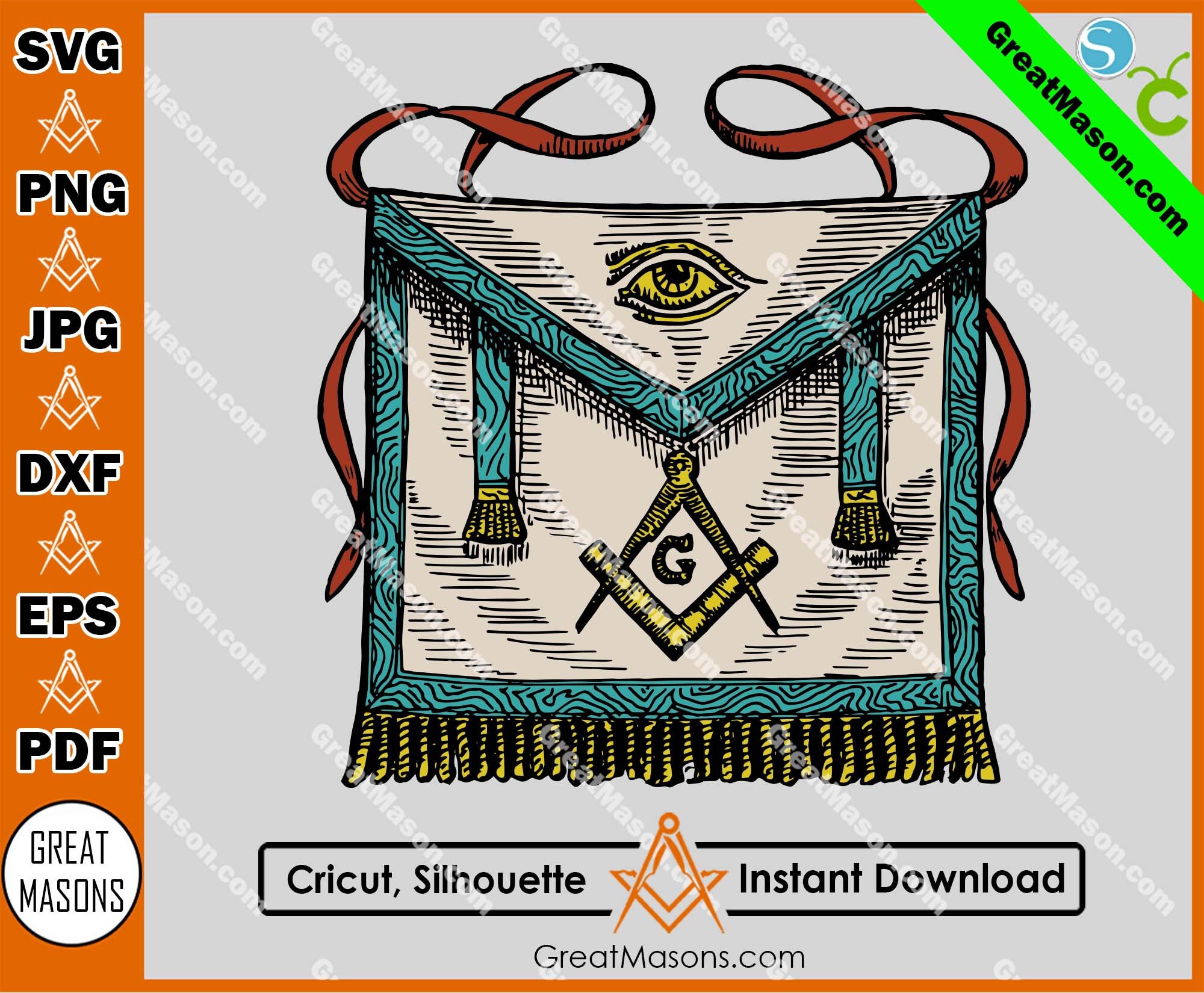 Masonic Apron Vintage Freemason Digital File - Great Masons Design *SVG ...