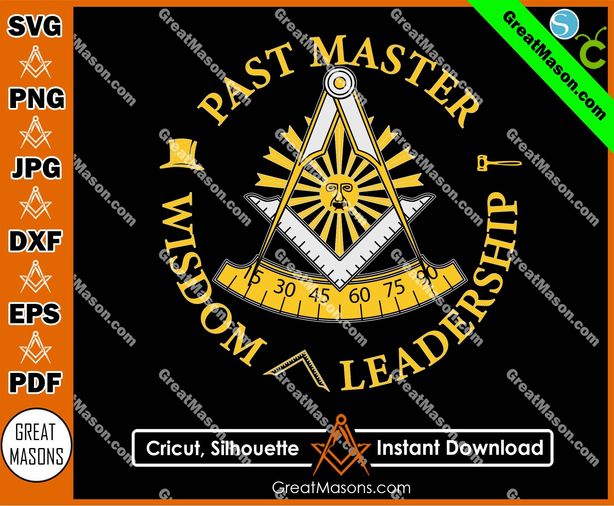 Mason Past Master Wisdom Leadership Freemasons Symbol SVG File - Great ...
