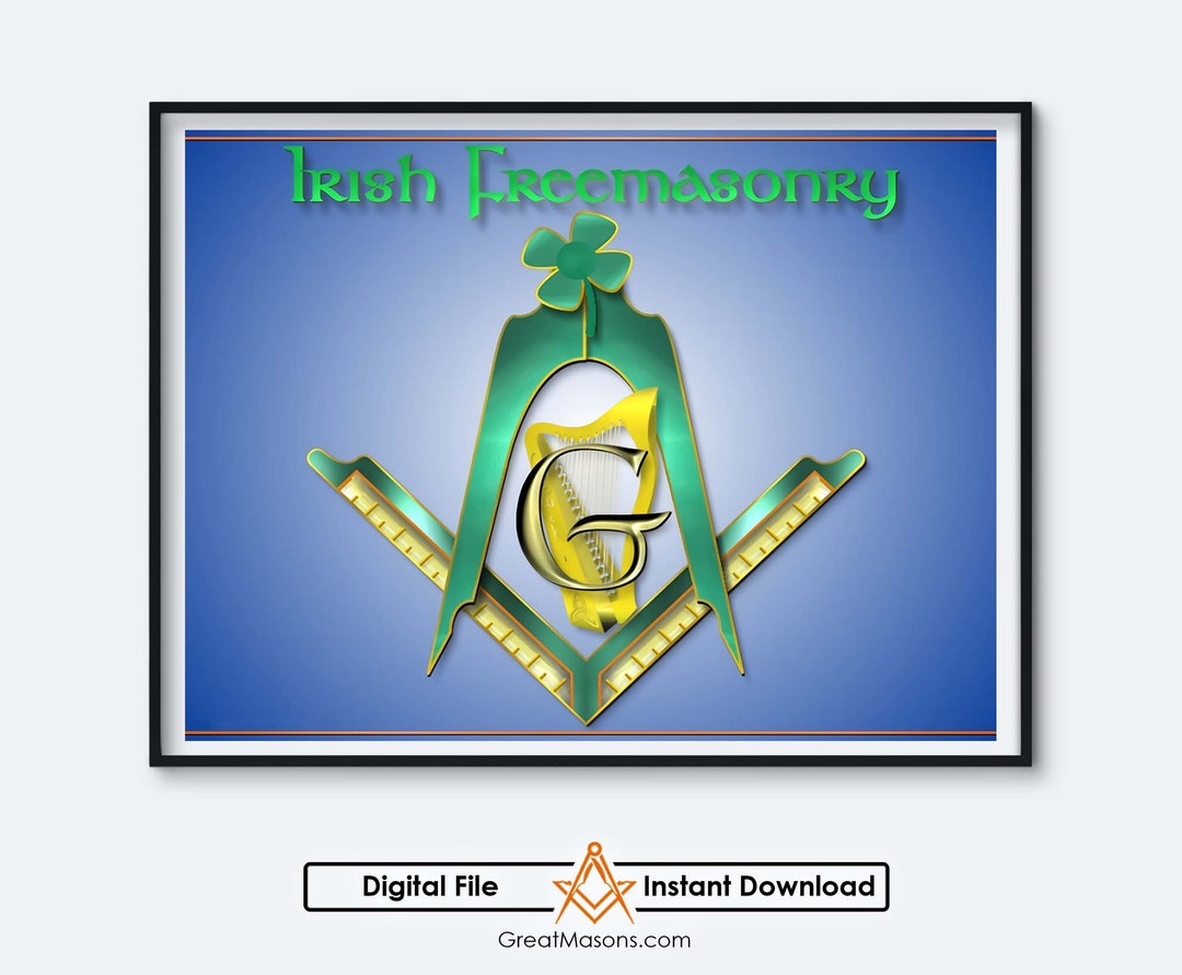 Irish Freemasonry Emblems the Harp Square & Compasses 3D Art - Great ...
