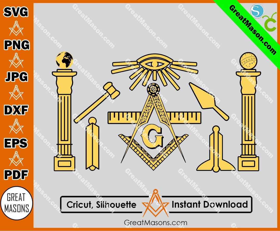 Masonic Well Equipped Columns Pillars Symbols - Great Masons *SVG, Png ...