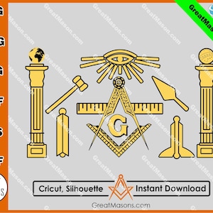 Masonic Well Equipped Columns Pillars Symbols - Great Masons *SVG, Png ...