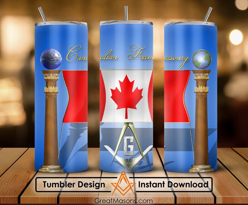 Canadian Freemasonry Flag Emblems Masonic Pillar 3D Art 20oz 30oz ...