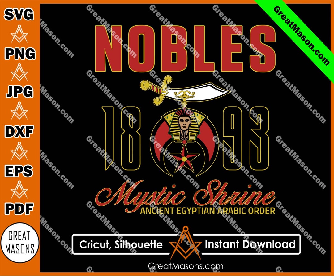 Nobles Mystic Shrine 1893 With Sword Star Symbol Shriners Freemason ...