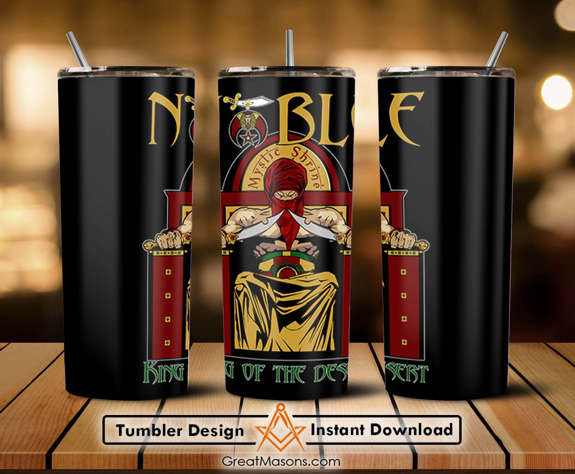 Noble Mystic Shrine King of the Desert Shriner AEAONMS 20oz 30oz Skinny ...