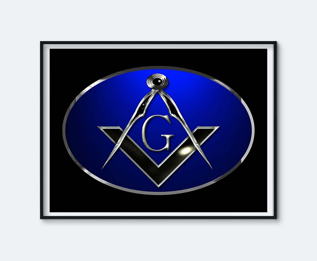 Mason Symbol Freemasons Blue Emblems Logo Masonic Square & Compasses 3D ...