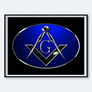 Mason Symbol Freemasons Blue Emblems Logo Masonic Square & Compasses 3D ...