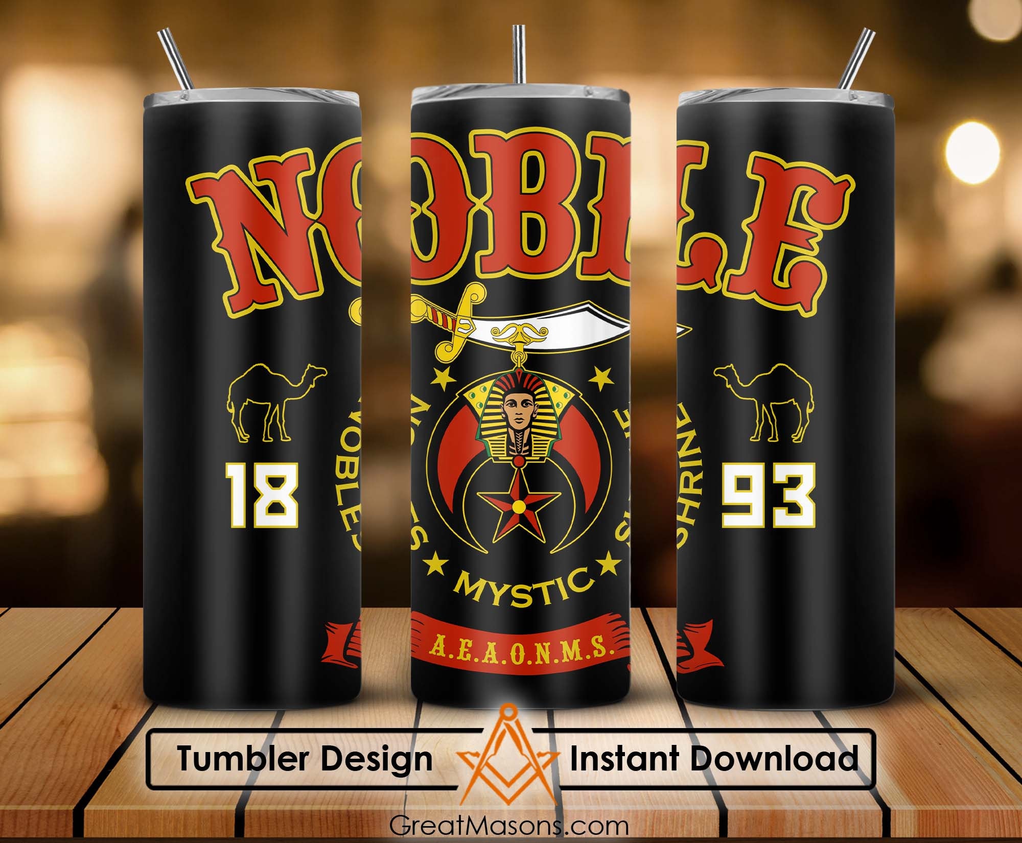 Nobles Mystic Shrine 1893 AEAONMS Shriner Scimitar Crescent Star 20oz ...