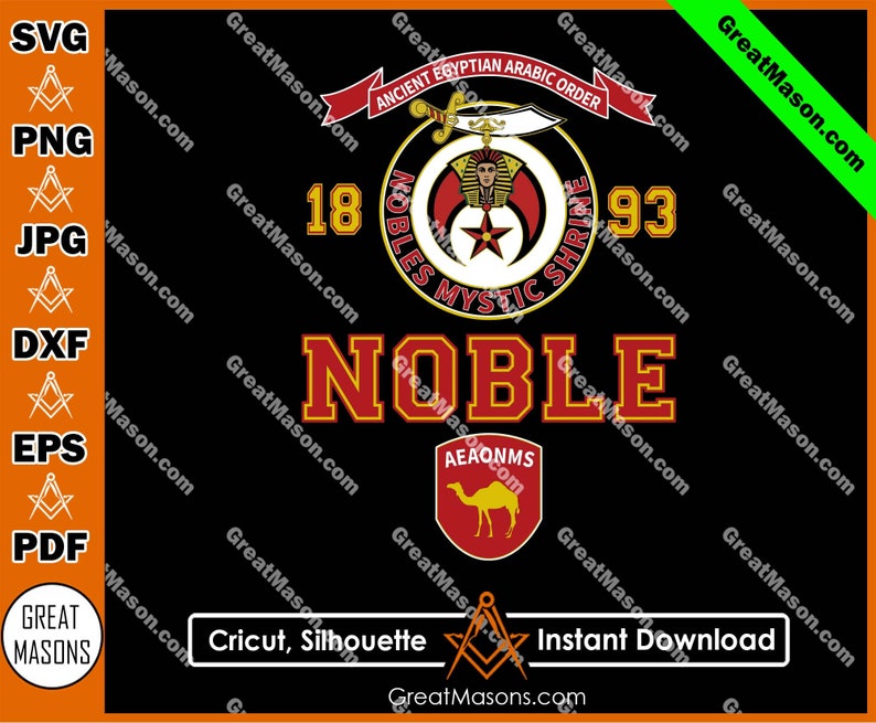 Nobles Mystic Shrine 1893 AEAONMS Camel Shriner Scimitar Crescent and ...