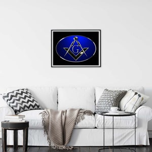 Mason Symbol Freemasons Blue Emblems Logo Masonic Square & Compasses 3D ...