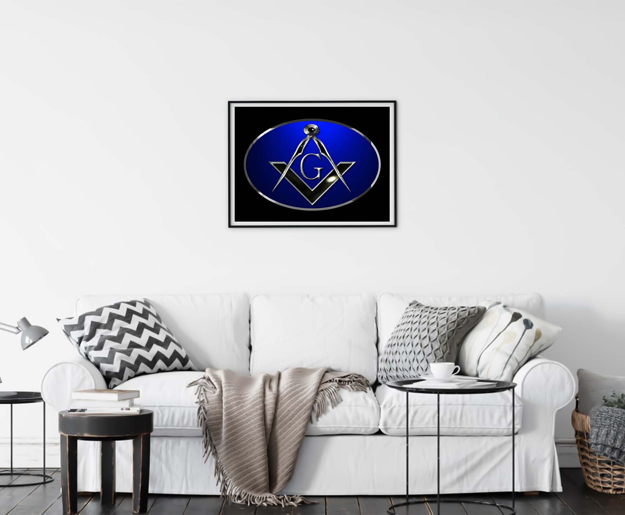 Mason Symbol Freemasons Blue Emblems Logo Masonic Square & Compasses 3D ...