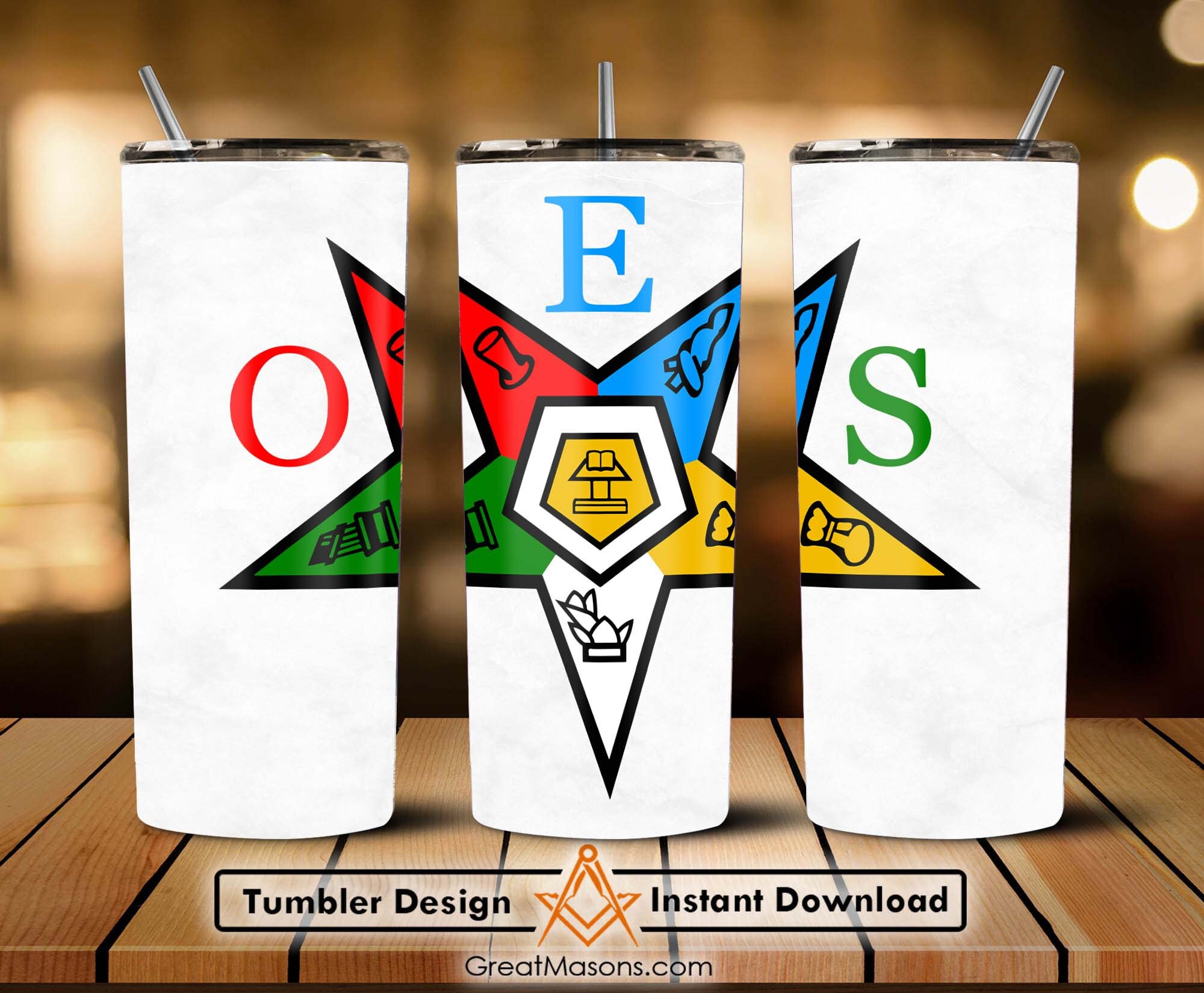 OES Star FATAL Logo Symbols Order of the Eastern Star 20oz 30oz Skinny ...