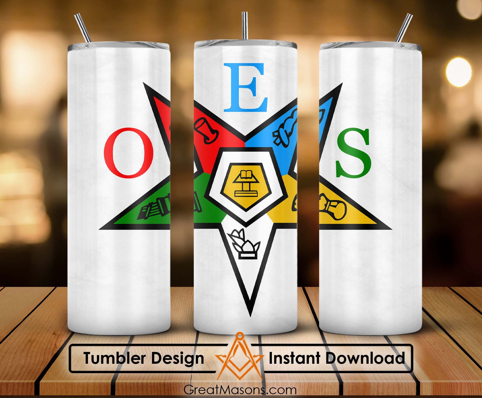 OES Star FATAL Logo Symbols Order of the Eastern Star 20oz 30oz Skinny ...