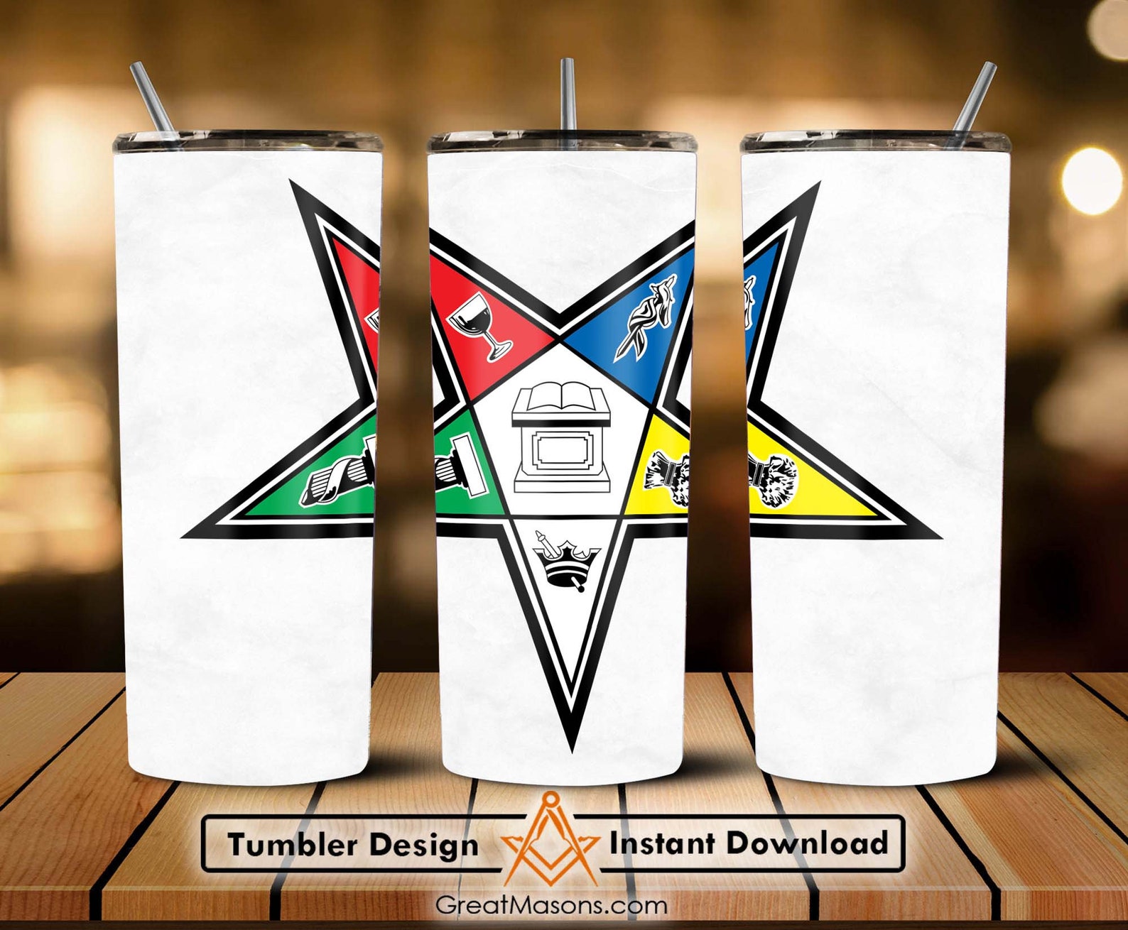 OES Star FATAL Logo Symbols Order of the Eastern Star 20oz 30oz Skinny ...