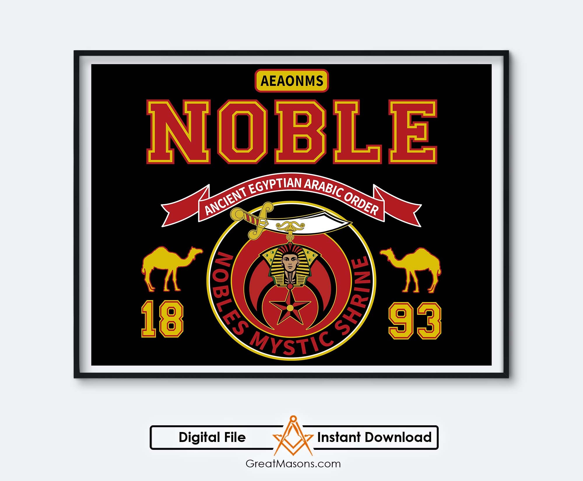 Nobles Mystic Shrine 1893 AEAONMS Shriner Scimitar Crescent and Star ...
