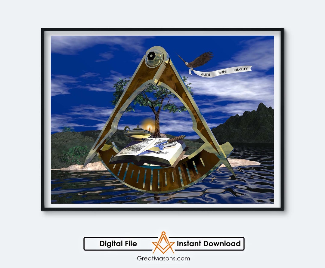 Mason Past Master Emblems Symbol Masonic Compasses Faith Hope Charity ...