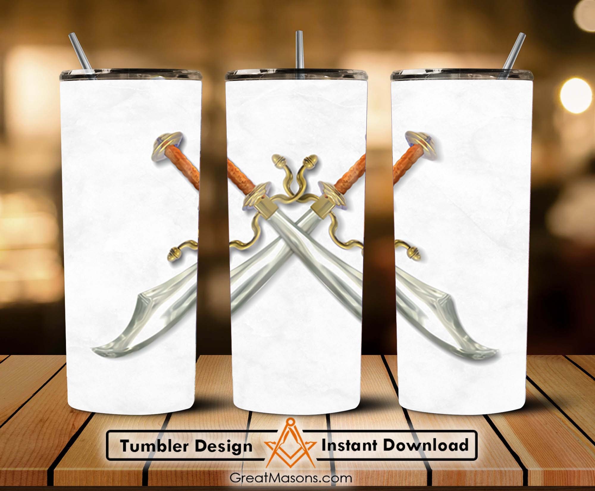 Shriner Scimitar Sword 3D Art Noble Mystic Shrine 20oz 30oz Skinny ...