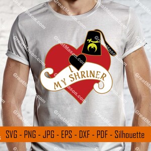 I Love My Shriner Heart Shrine Fez Sword Star Symbol Shriners Freemason ...