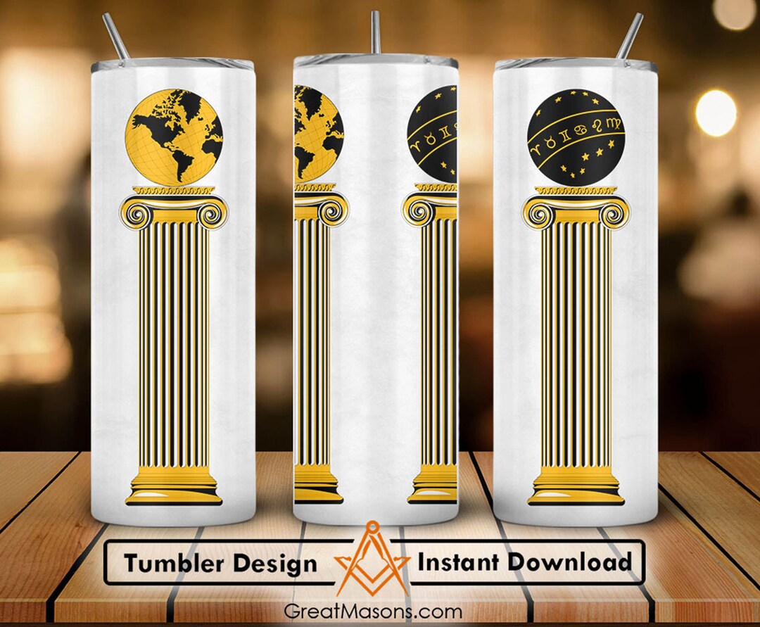 Masonic Columns Masonic Pillar Gold 20oz + 30oz Skinny Tumbler Wrap Png ...