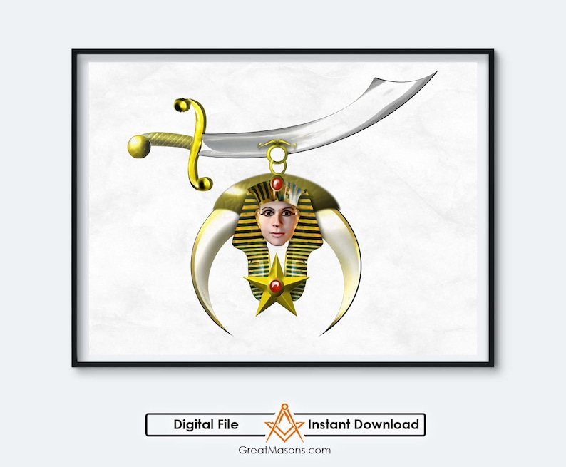 SHRINER SCIMITAR SWORD 3D Art Noble Mystic Shrine- Freemasonry Art ...