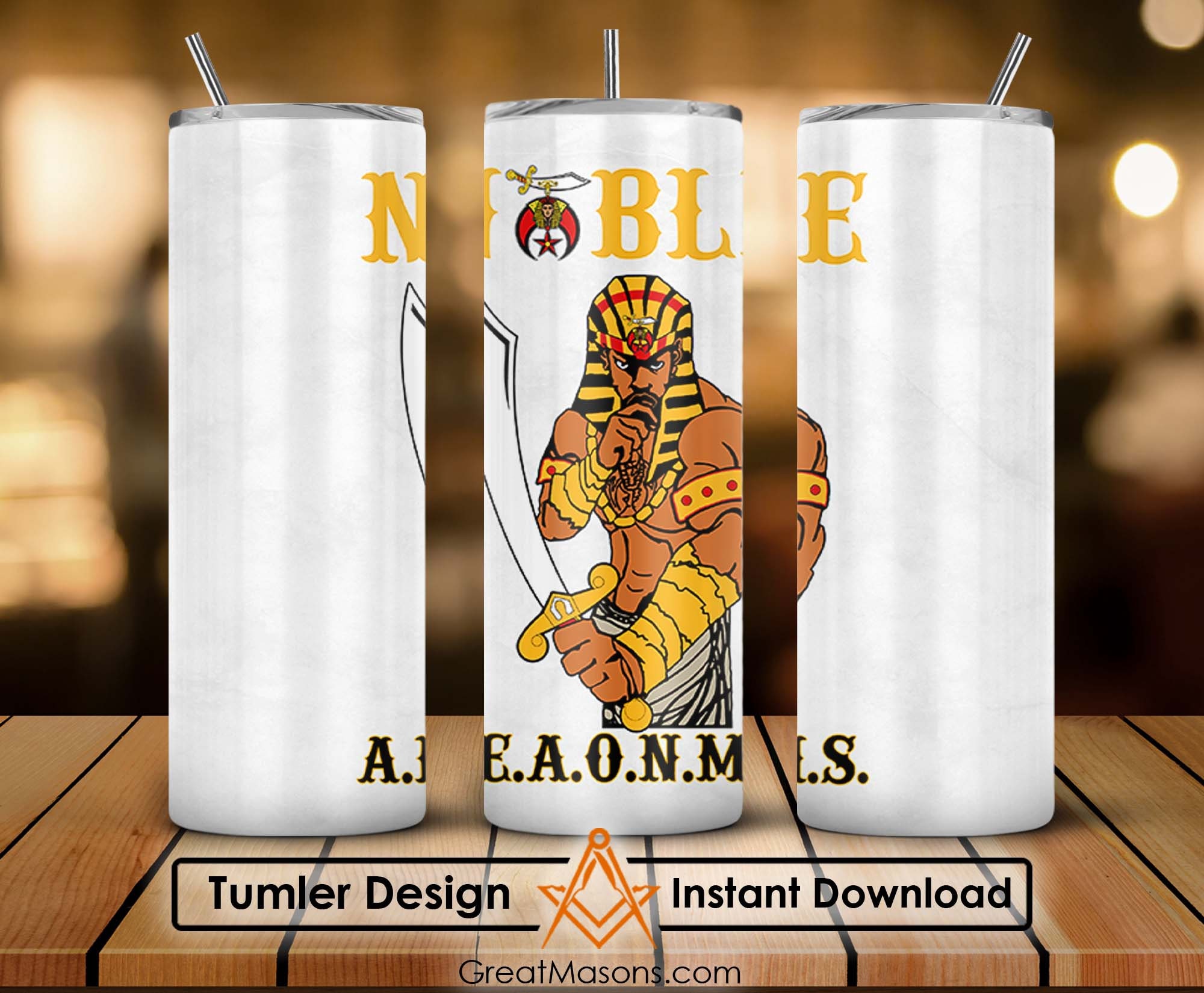 Noble Mystic Shrine Pharaoh King of the Desert AEAONMS 20oz 30oz Skinny ...