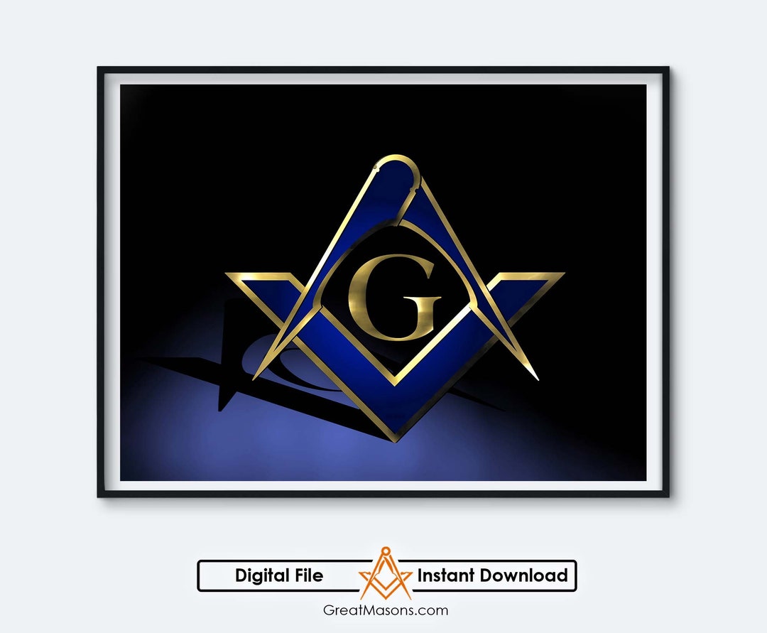 Masonic Logo Symbol Freemasons Blue Light in the Dark Square ...