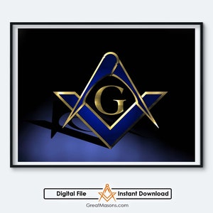 Masonic Logo Symbol Freemasons Blue Light in the Dark Square ...