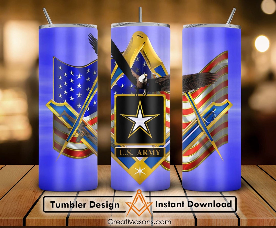 US Army Mason Masonic Eagle Flag Great Masons 20oz 30oz Skinny Tumbler ...